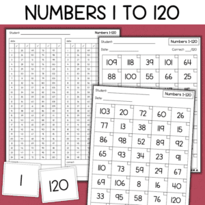Number Identification Assessments Numbers to 120 Progress Monitoring