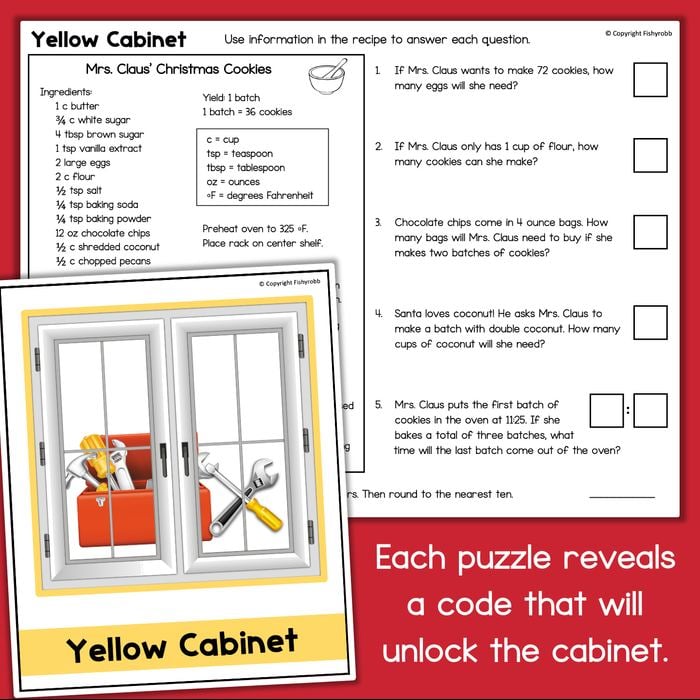 Santa Christmas Escape Room 4th Grade Math and Reading Activity - Fishyrobb