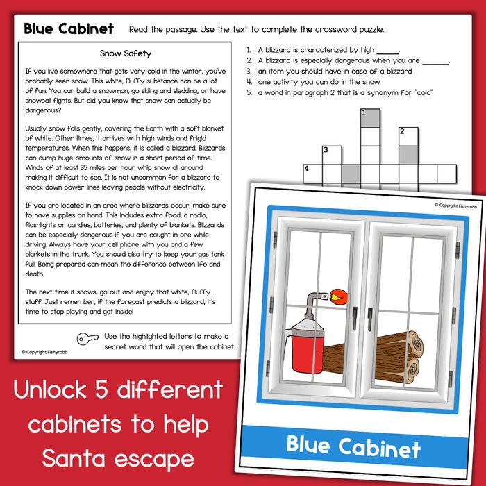 Santa Christmas Escape Room 4th Grade Math and Reading Activity - Fishyrobb
