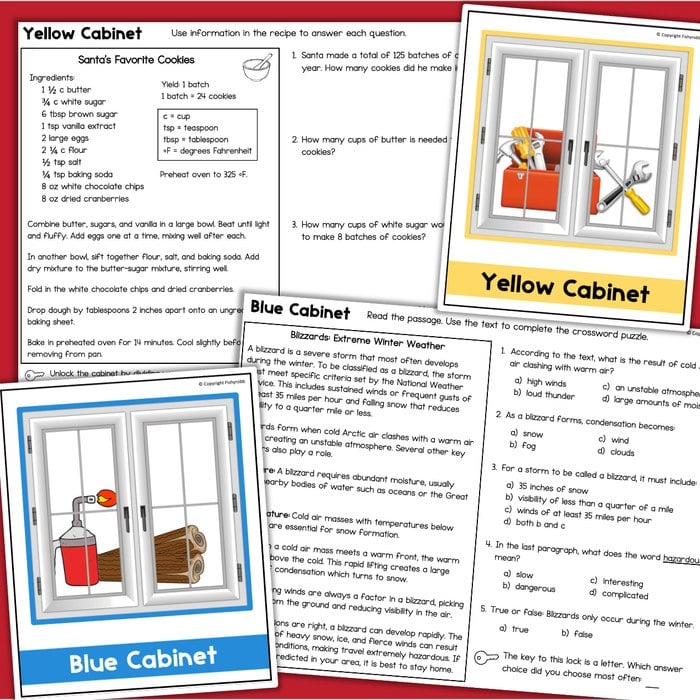 Santa Christmas Escape Room 5th Grade Math and Reading Activity - Fishyrobb