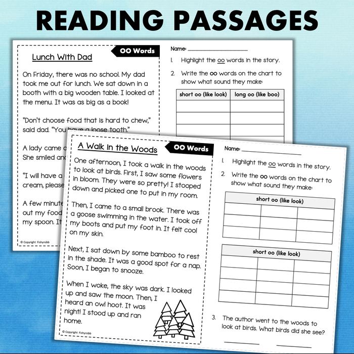 OO Sound Worksheets and Phonics Activities - Fishyrobb