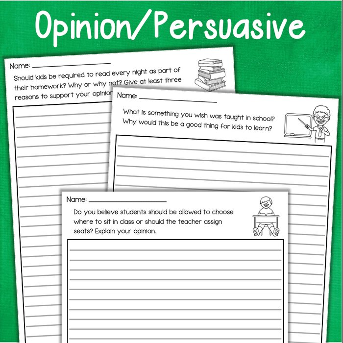 Back to School Writing Prompts Opinion Narrative Descriptive - Fishyrobb