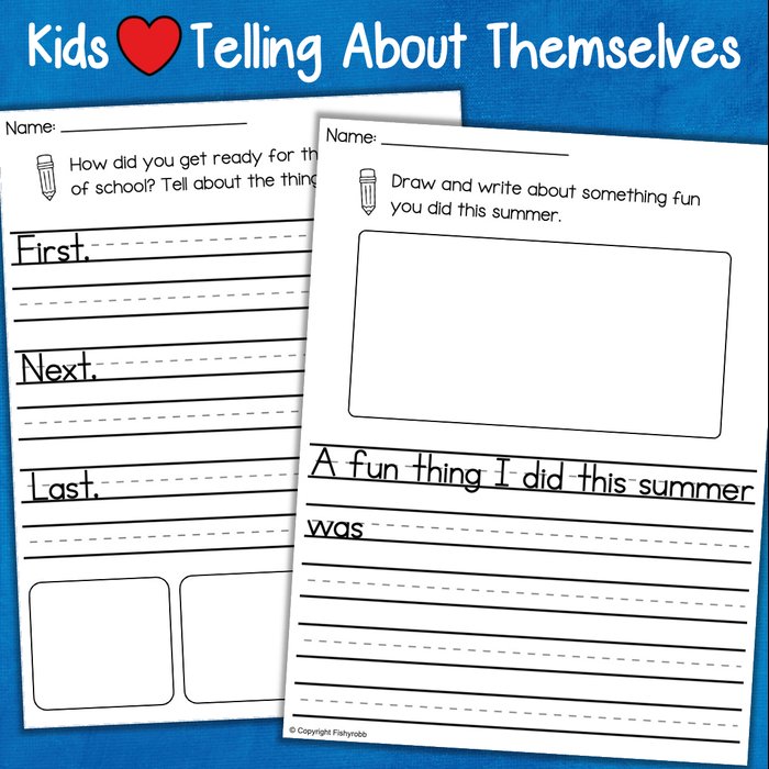 Back to School Writing Activities for 1st and 2nd Grade - Fishyrobb