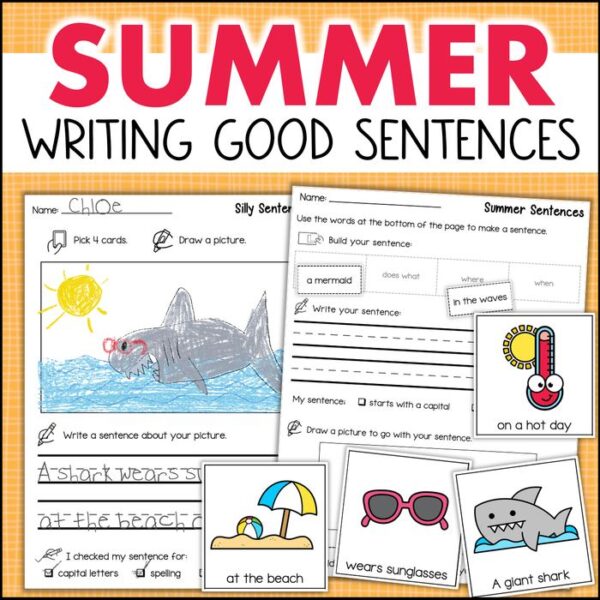 Writing Good Sentences Worksheets Summer Sentence Builders - Fishyrobb