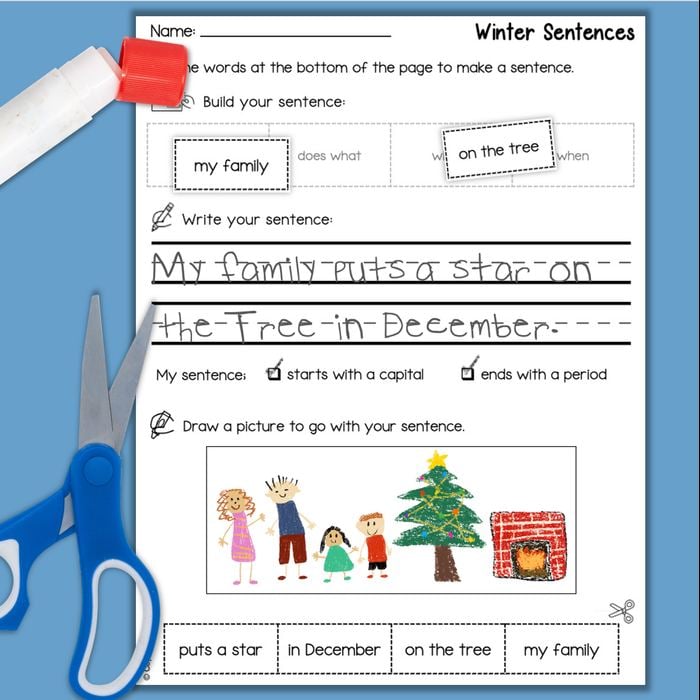 Writing Good Sentences Worksheets Winter Sentence Builders - Fishyrobb