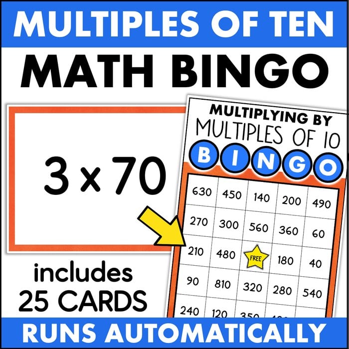 Multiplying by Multiples of 10 Math Bingo Game - Fishyrobb