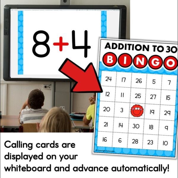 Addition Bingo Game Adding Numbers with Sums to 30 - Fishyrobb