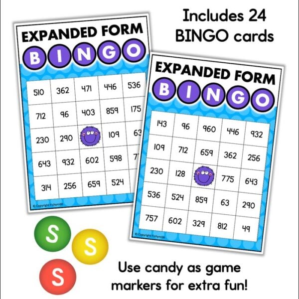 Expanded Form Bingo Game Hundreds Tens Ones 3 Digit Place Value - Fishyrobb