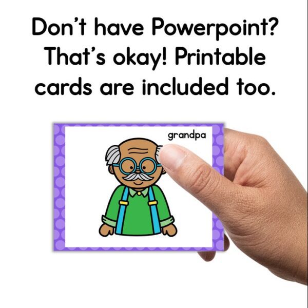 Grandparents Day Bingo Game and Cards Fun Vocabulary Activity