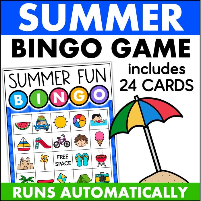 Summer Bingo Game End of the Year Party Activity - Fishyrobb