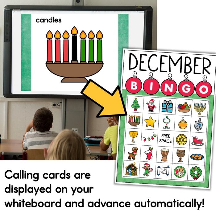 December Holiday Bingo Christmas Hanukkah Kwanzaa Vocabulary - Fishyrobb