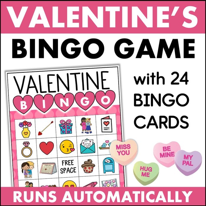 Valentine’s Day Bingo Game Holiday Vocabulary Party Activity - Fishyrobb