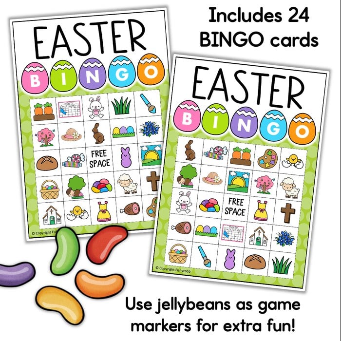 Easter Bingo Game Spring Activity - Fishyrobb
