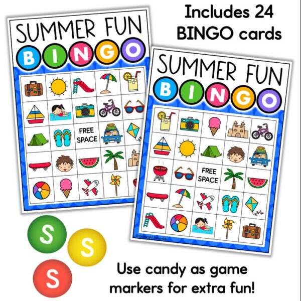 Summer Bingo Game End of the Year Party Activity - Fishyrobb