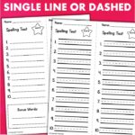 Blank Spelling Test Template 10 12 or 15 Words Plus Sentence Dictation ...