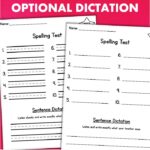 Blank Spelling Test Template 10 12 or 15 Words Plus Sentence Dictation ...