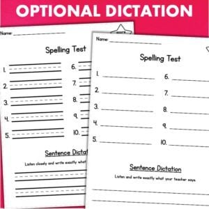 Blank Spelling Test Template 10 12 or 15 Words Plus Sentence Dictation ...