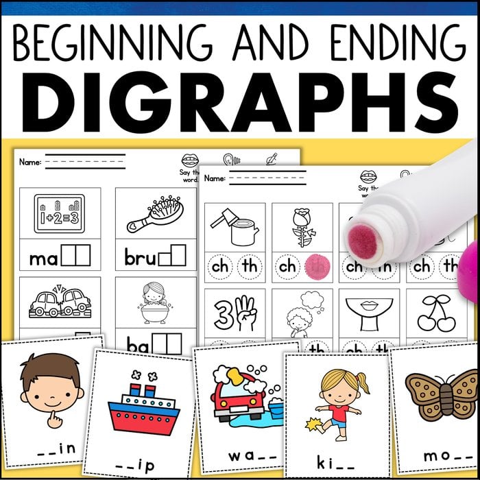 Digraphs Activities CH SH TH CK Beginning and Ending Sounds - Fishyrobb