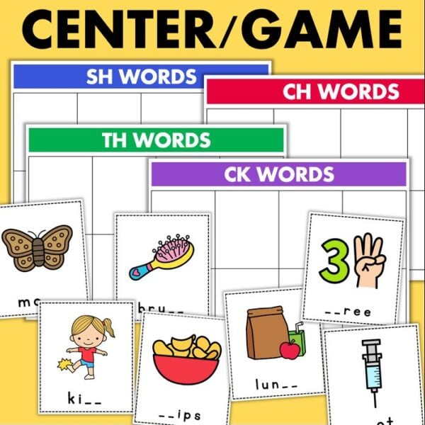 Digraphs Activities CH SH TH CK Beginning and Ending Sounds - Fishyrobb