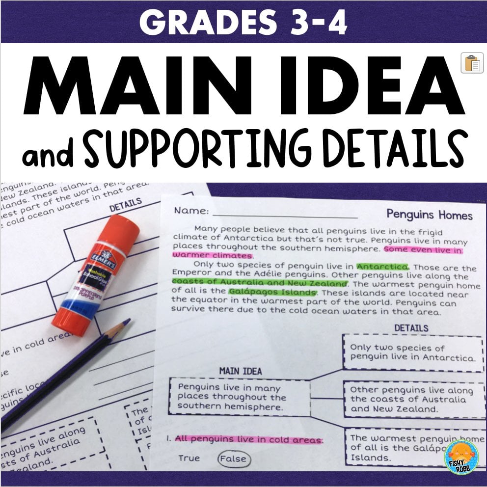 Main Idea and Supporting Details Worksheets Reading Comprehension ...