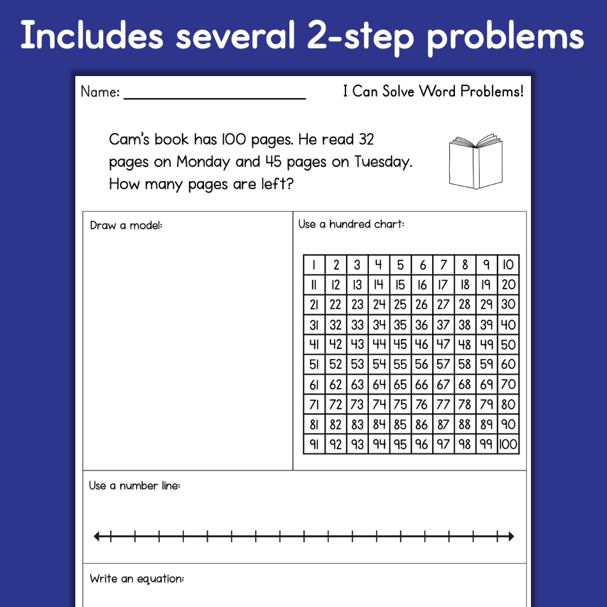 Addition and Subtraction Word Problems within 100 Math Worksheets