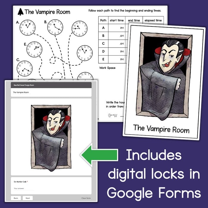 Haunted House Escape Room 4th Grade Halloween Math and Reading - Fishyrobb