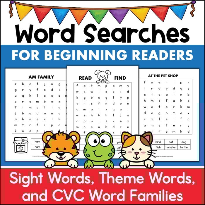 Sight Word and Phonics Word Search Puzzle Worksheets - Fishyrobb
