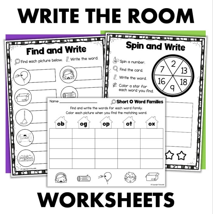 Short O Word Families Write the Room CVC Words Phonics Activities