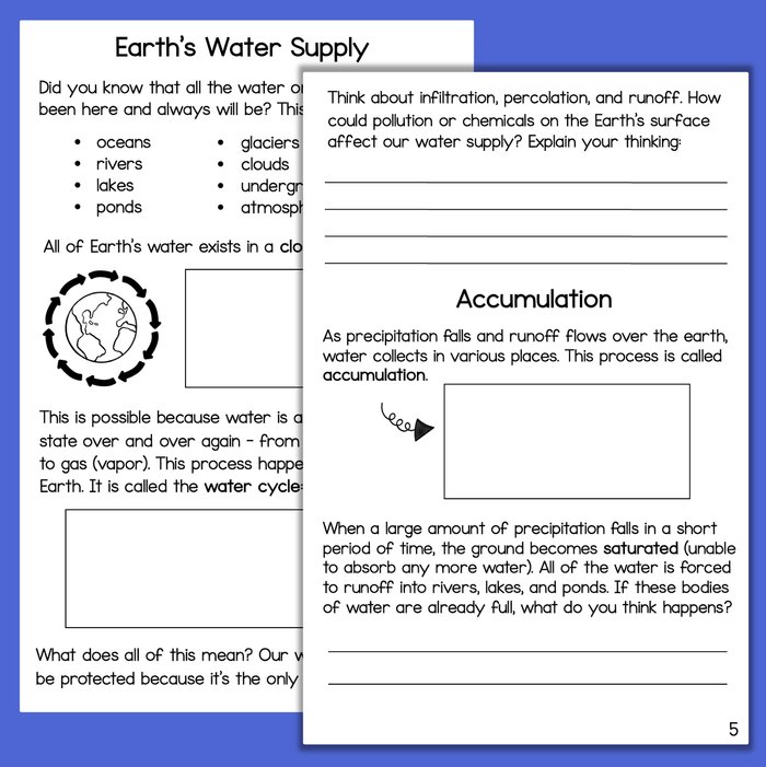 The Water Cycle Interactive Science Booklet and Vocabulary Crossword