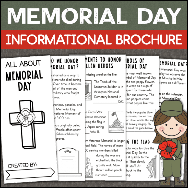 Memorial Day Brochure Informational Text Activity - Fishyrobb