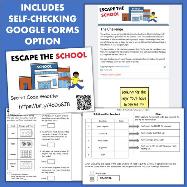 End of the Year Escape Room 4th 5th Grade Math Review - Fishyrobb