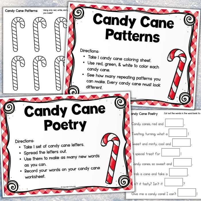 Candy Cane Day Activities Math Science and Literacy Stations - Fishyrobb