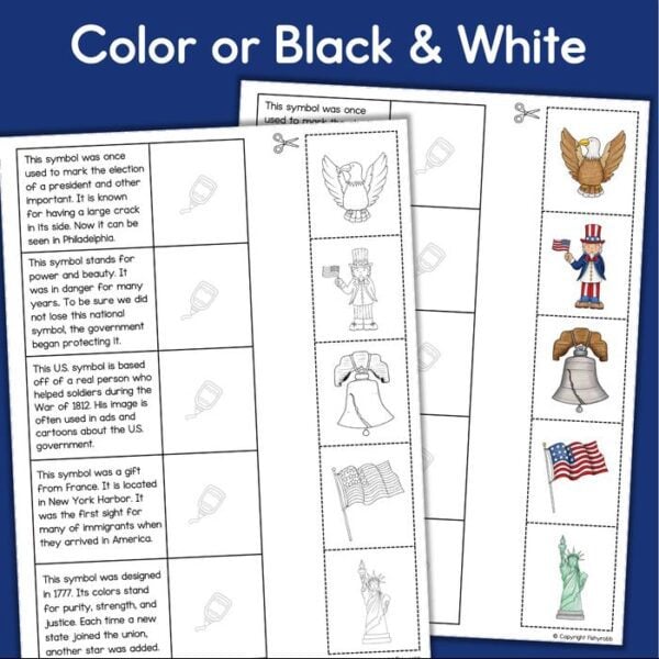 US American Symbols Worksheets and Posters - Fishyrobb