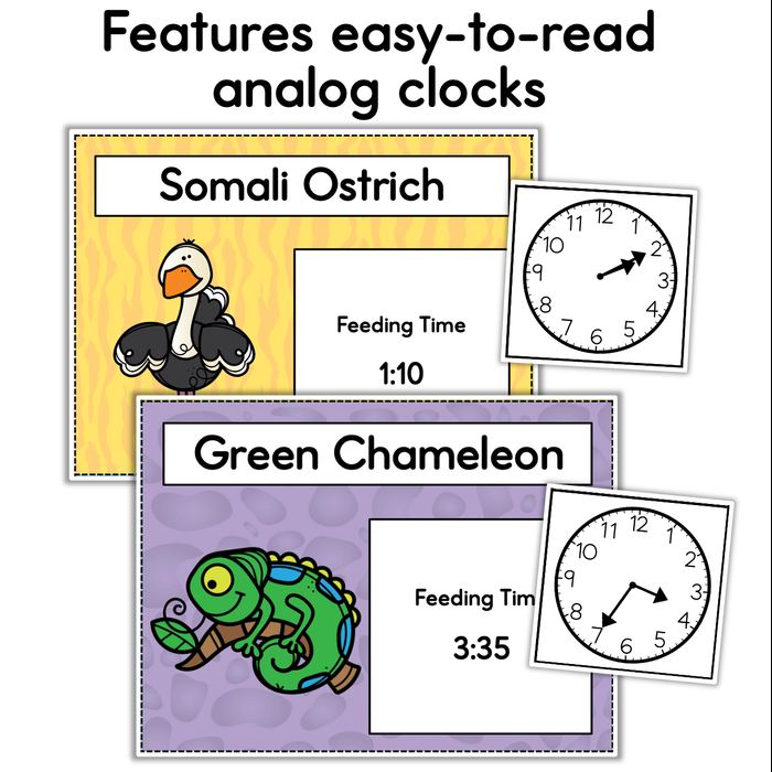 Telling Time to the Nearest 5 Minutes Zoo Animals Game - Fishyrobb