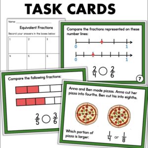 Comparing Fractions Worksheets Posters Task Cards