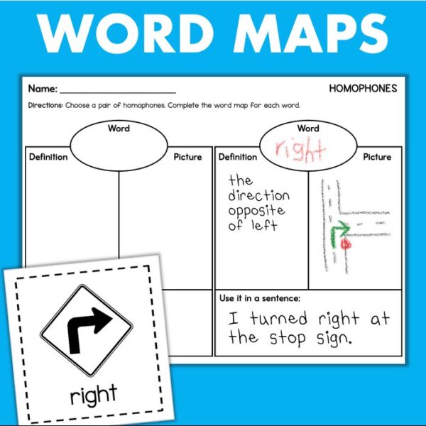 Homophones Game, Worksheets, and Word Mapping - Fishyrobb