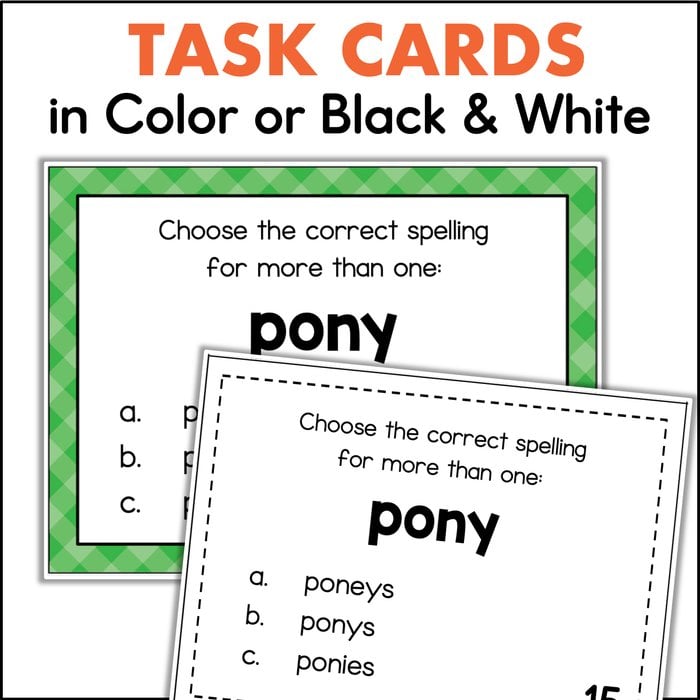 Plural Noun Spelling Rules Task Cards - Fishyrobb