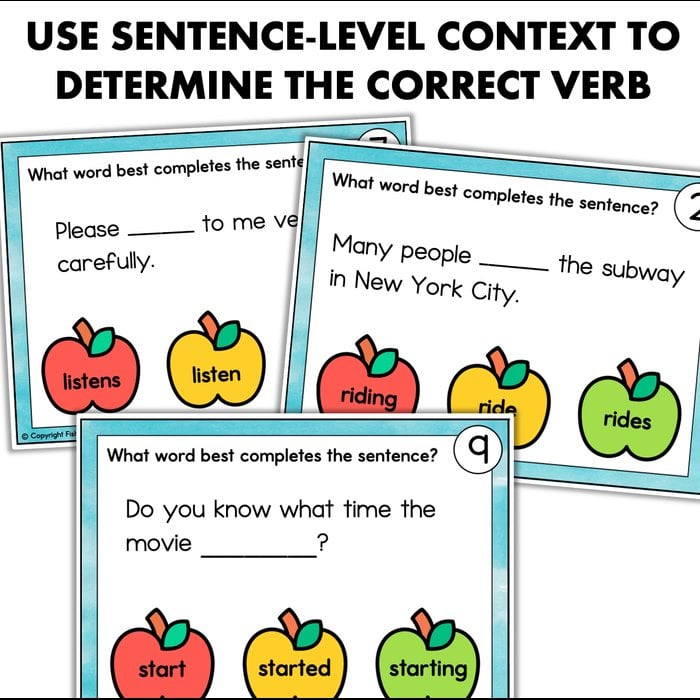 Subject Verb Agreement Task Cards - Fishyrobb