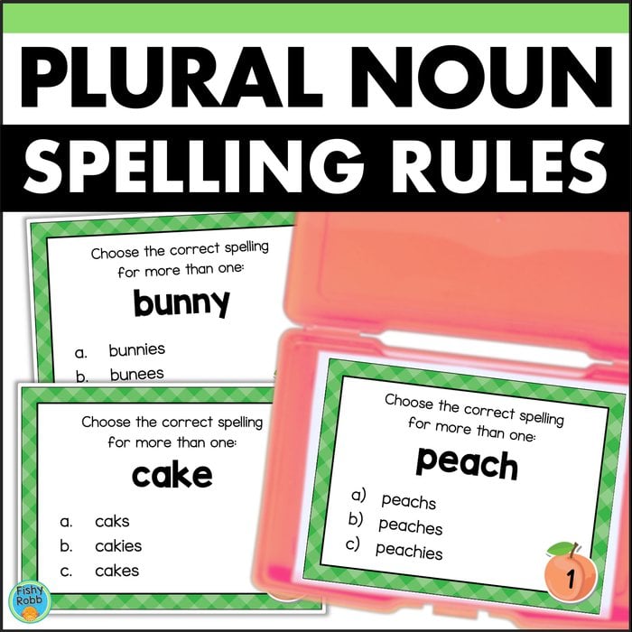 Plural Noun Spelling Rules Task Cards - Fishyrobb