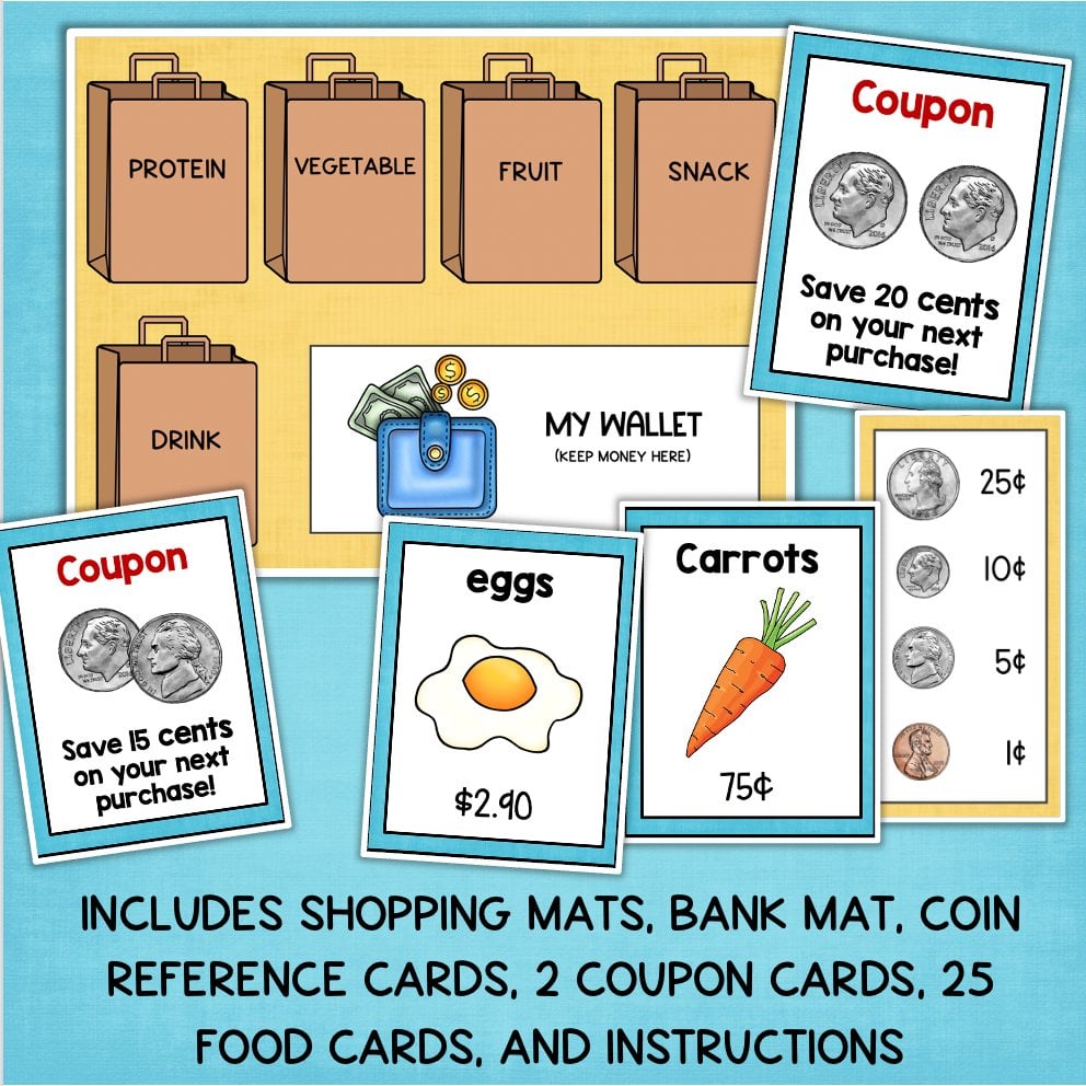Counting Money Game Fun Grocery Shopping Activity - Fishyrobb
