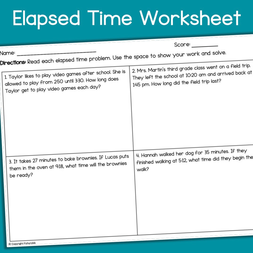 Elapsed Time Word Problems Math Task Cards - Fishyrobb