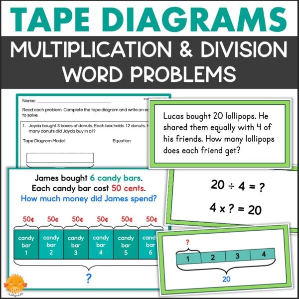 Tape Diagrams with Multiplication and Division Word Problems - Fishyrobb