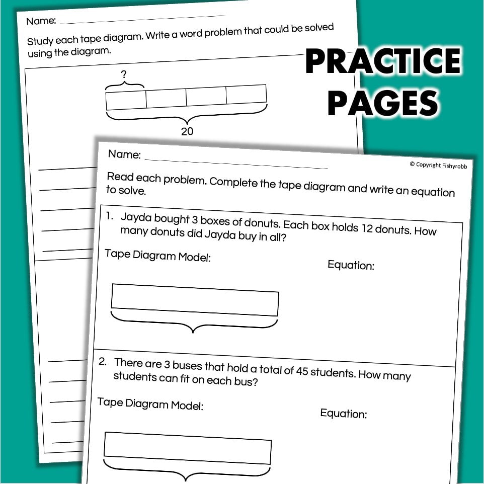Tape Diagrams with Multiplication and Division Word Problems - Fishyrobb