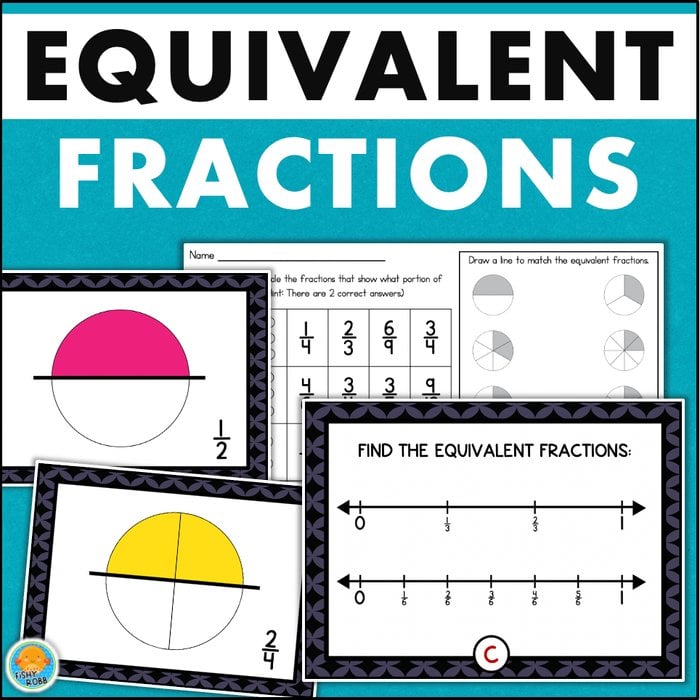 Equivalent Fractions Worksheet Task Cards Math Center - Fishyrobb