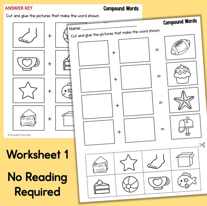 Compound Words Worksheets and Matching Game
