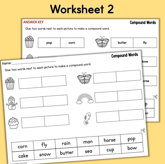 Compound Words Worksheets and Matching Game