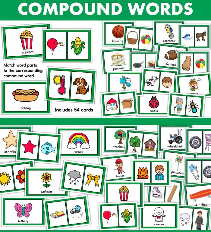 Compound Words Worksheets and Matching Game