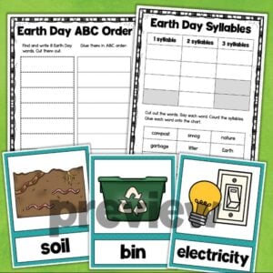 Earth Day Word Wall, Word Search, Write the Room Worksheets