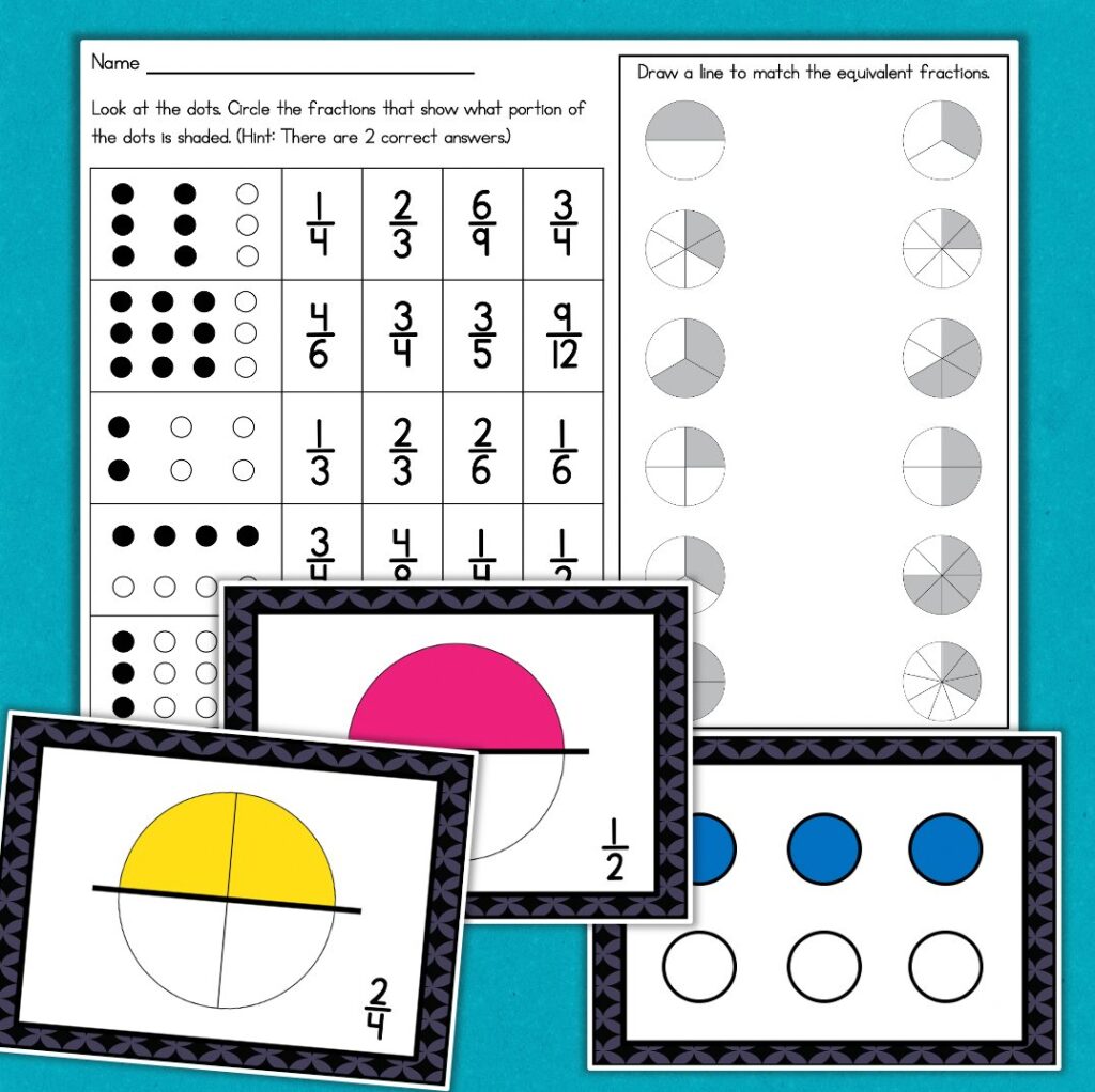 Equivalent Fractions Worksheet Task Cards Math Center - Fishyrobb