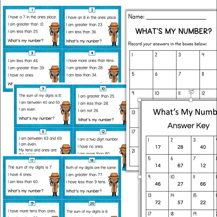 Place Value Mystery Number Riddles Math Task Cards - Fishyrobb
